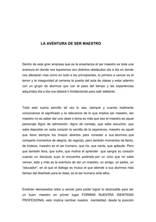 La aventura de ser maestro | DOC