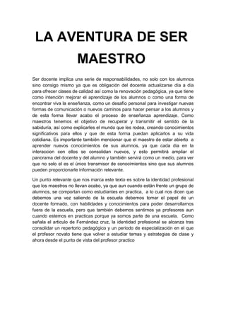 La aventura de ser maestro | DOCX