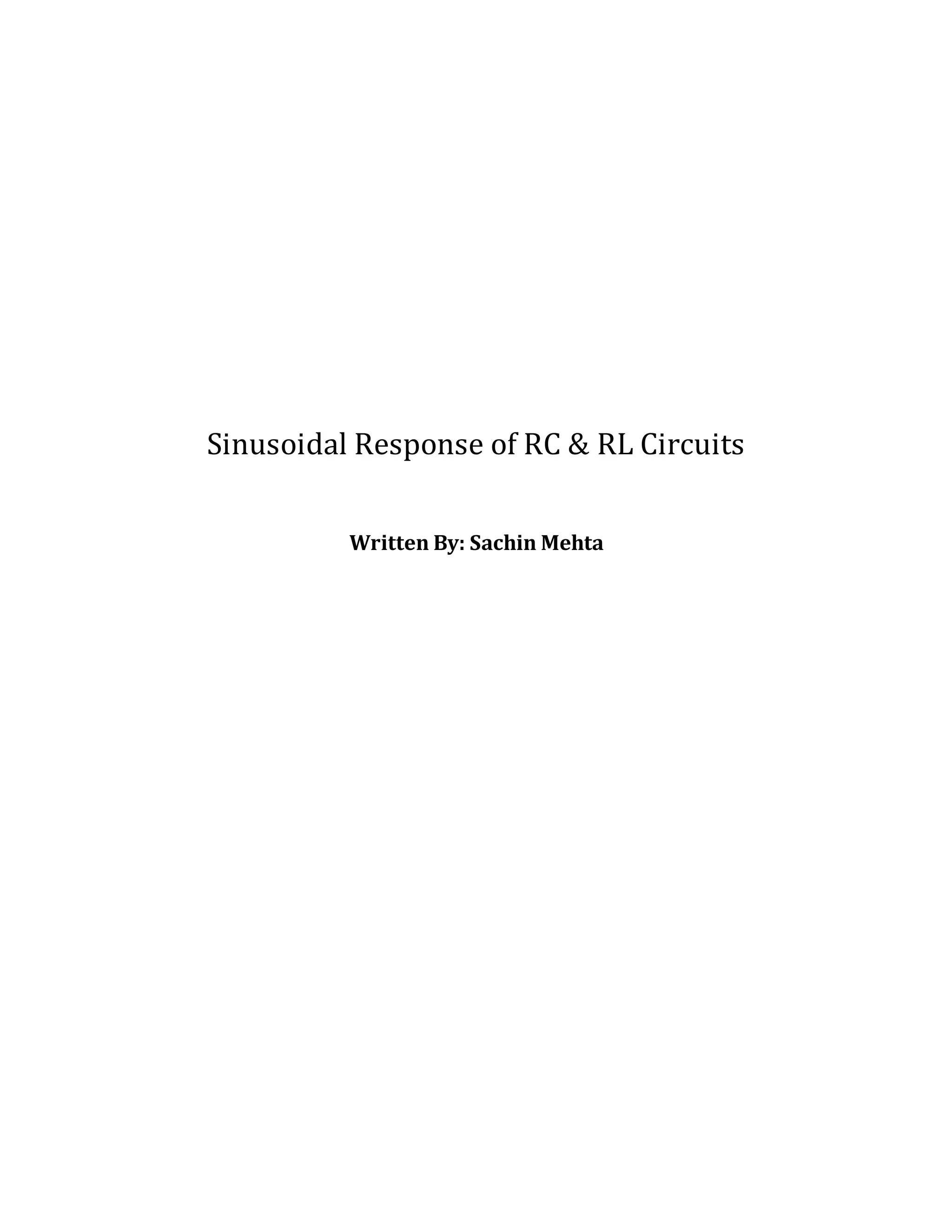 Sinusoidal Response of RC & RL Circuits | DOCX