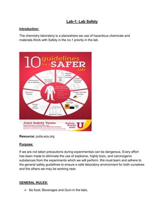 Lab 1 lab safety | DOCX