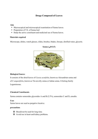 Laboratory in pharmacognosy,. Leaves.pdf
