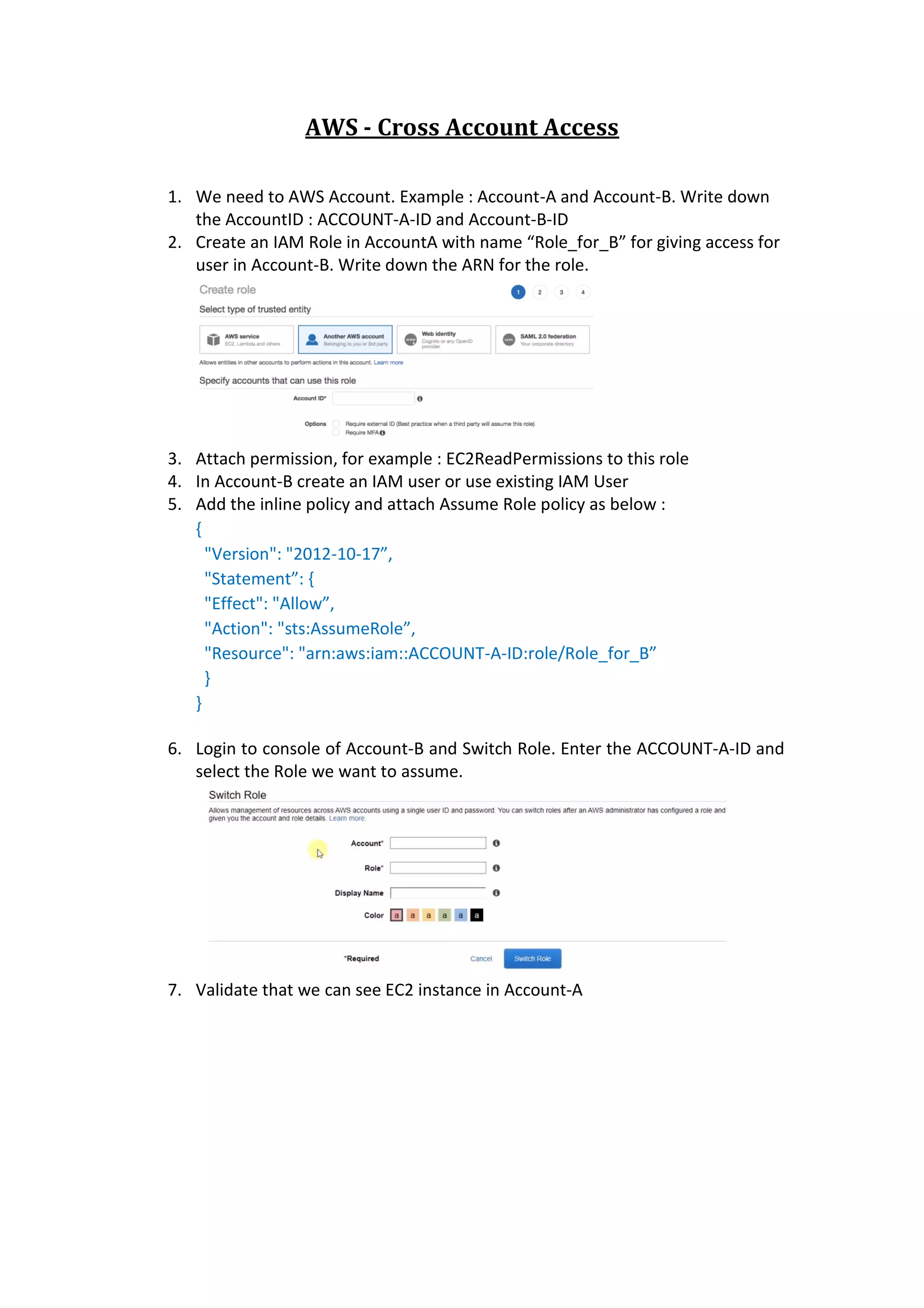 Lab - AWS Cross Account Access | PDF