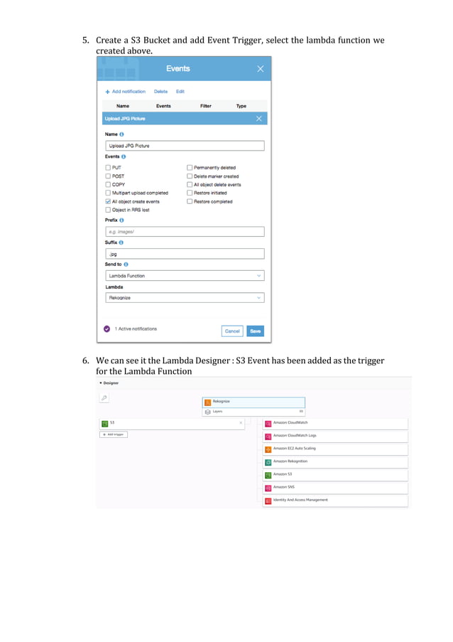 Lab - AWS Lambda Rekognition | PDF