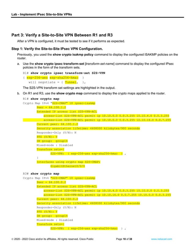 Lab- Full IPsec Implementation.pdf | Computer Networking | Computing