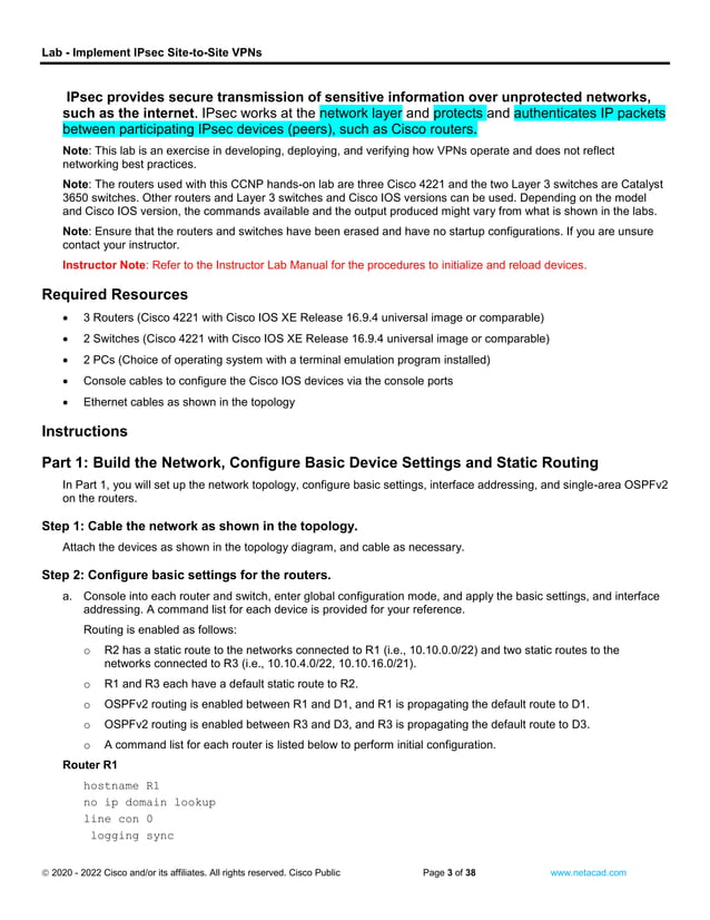 Lab- Full IPsec Implementation.pdf | Computer Networking | Computing