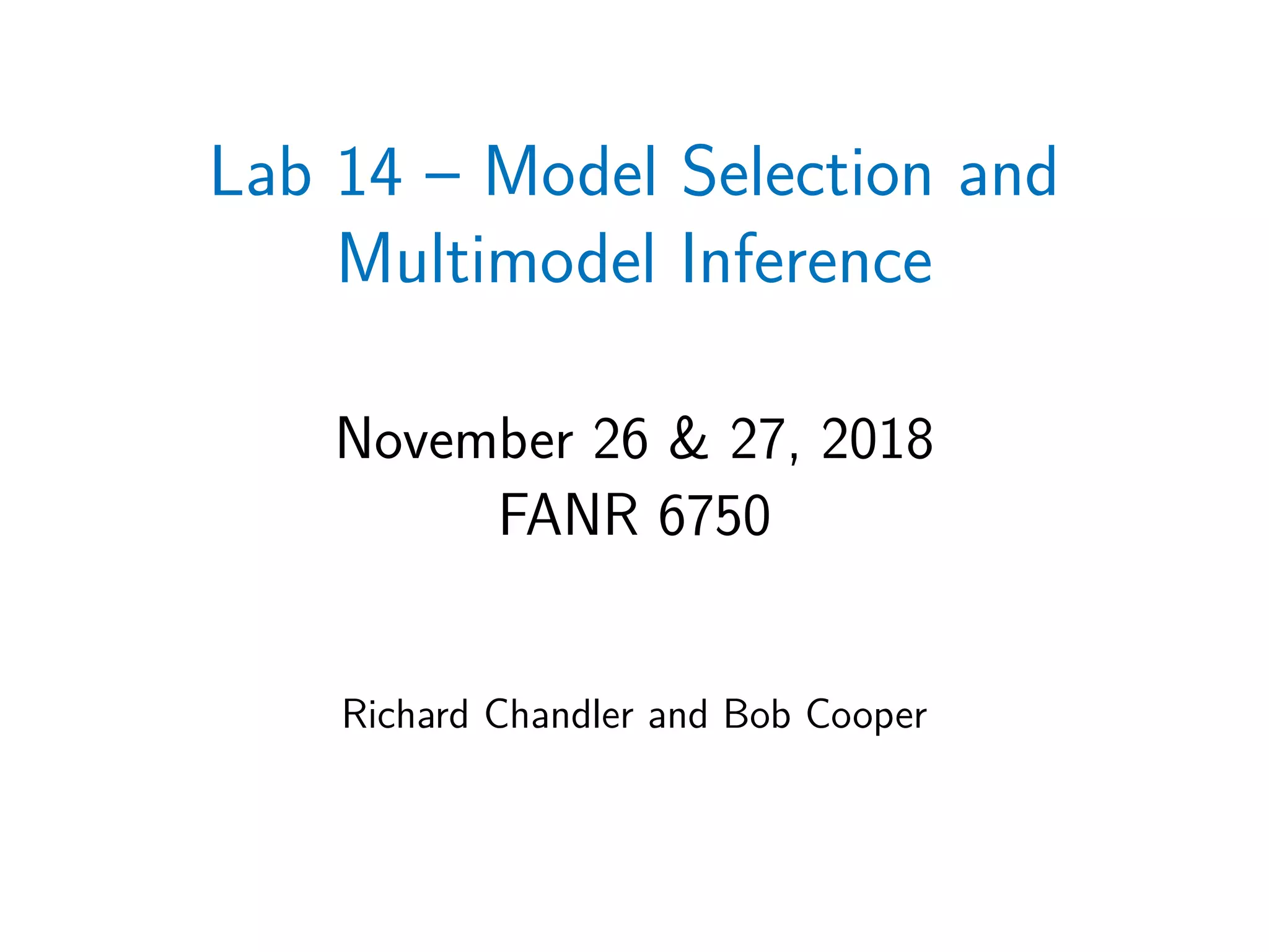 Model Selection And Multi Model Inference Ppt
