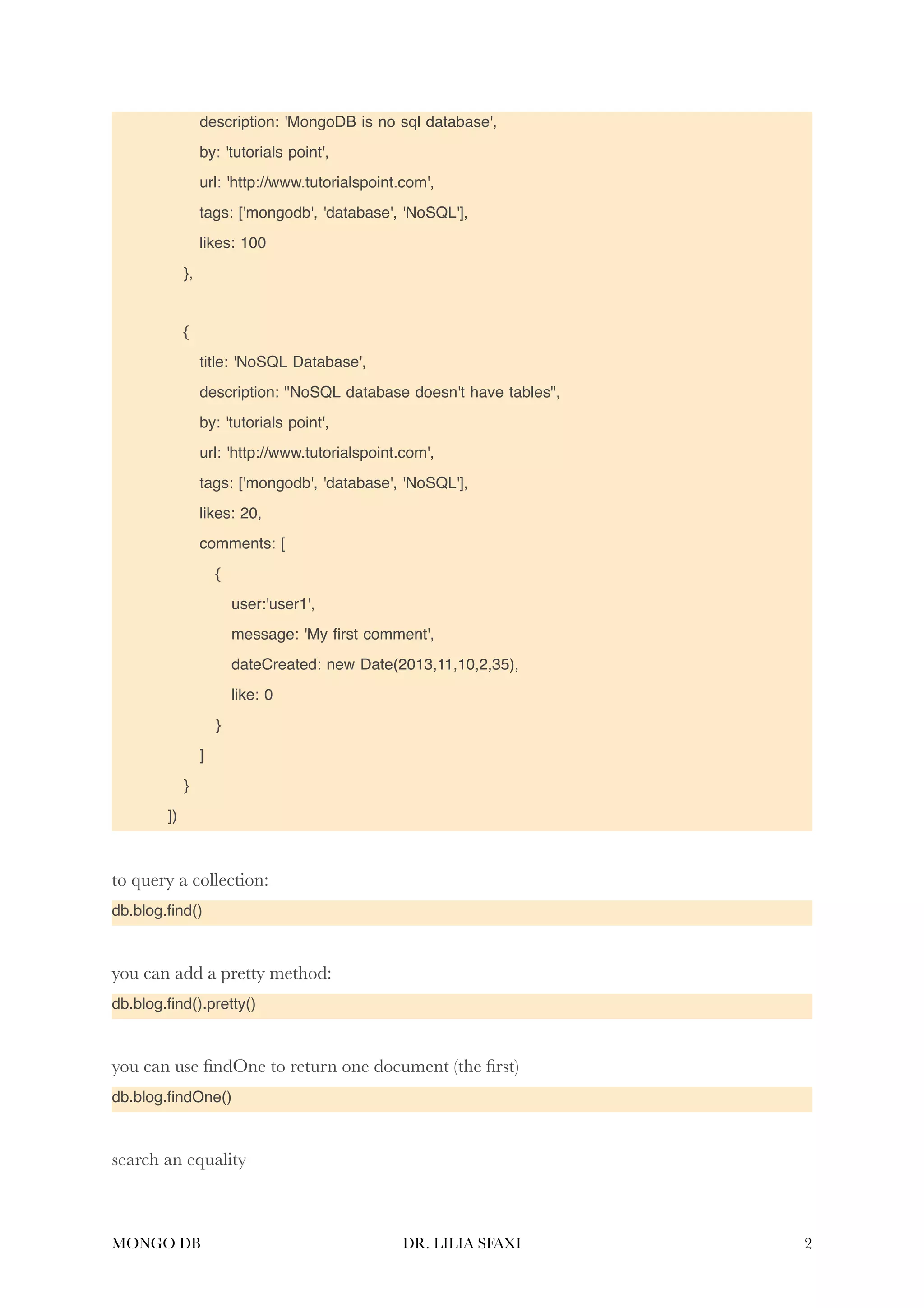 Lab2 Db Mongodb Pdf Databases Computer Software And Applications