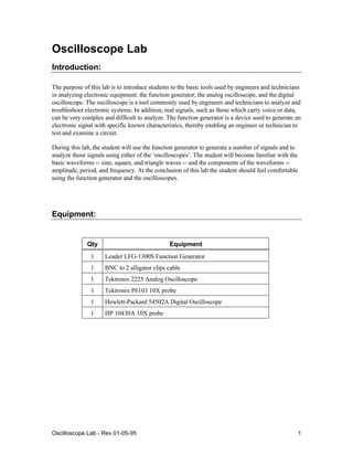 Oscilloscope Lab | PDF