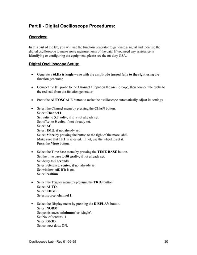 Oscilloscope Lab | PDF