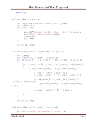 Data Structure in C (Lab Programs) | DOCX