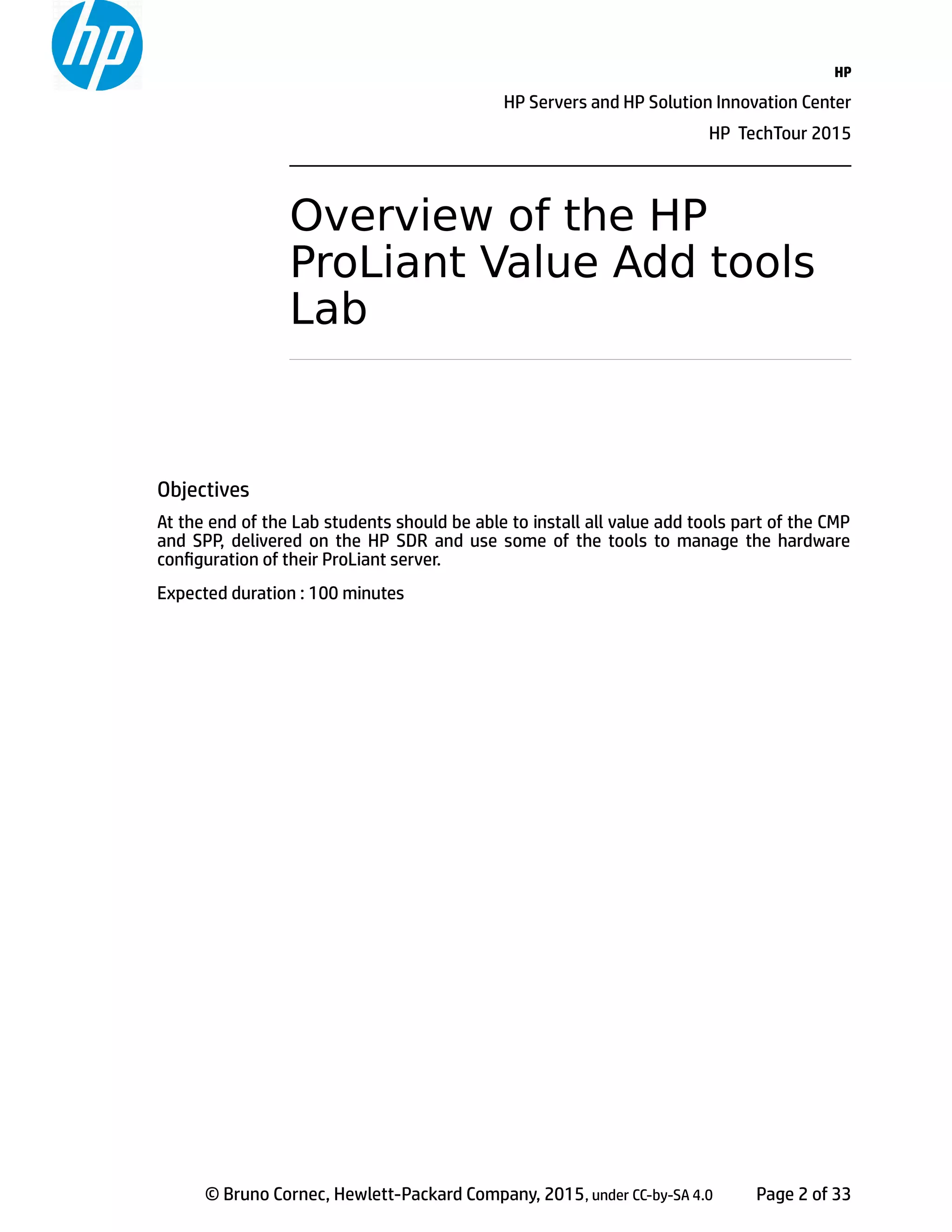 Lab Document on HP ProLiant value add tools on Linux | PDF