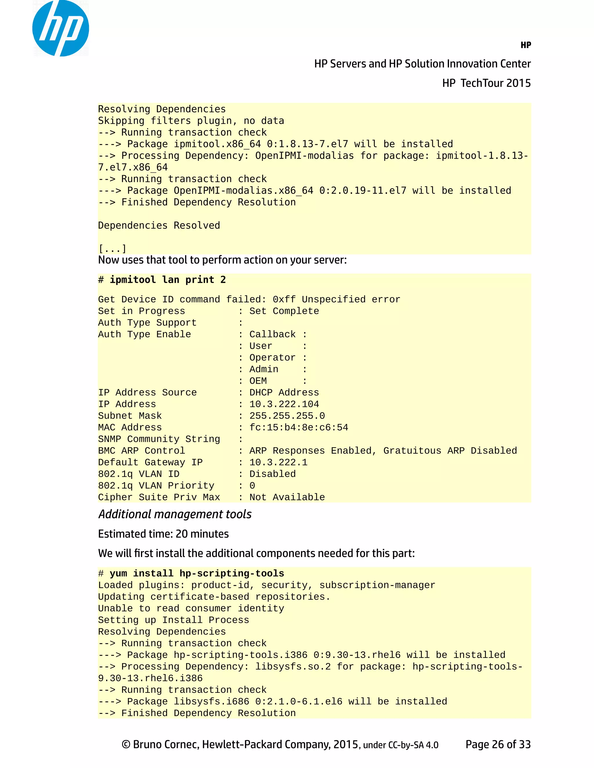 Lab Document on HP ProLiant value add tools on Linux | PDF