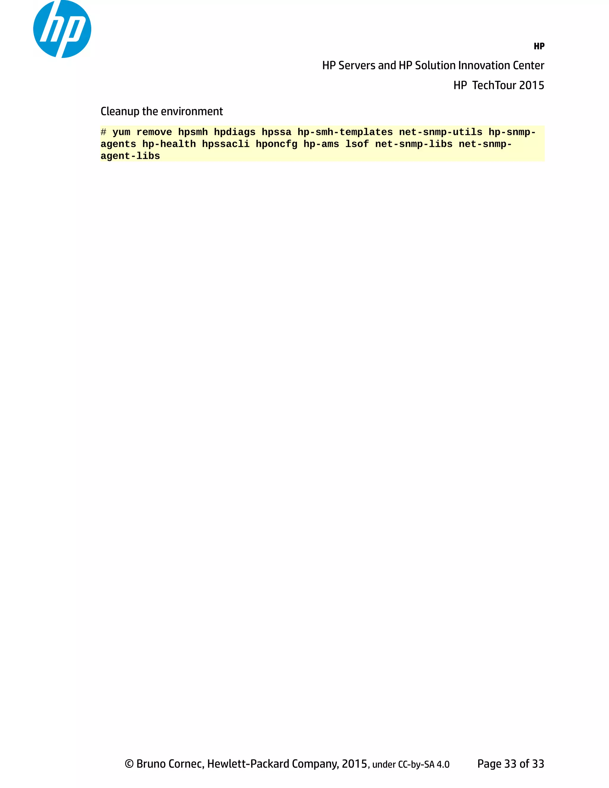 Lab Document on HP ProLiant value add tools on Linux | PDF
