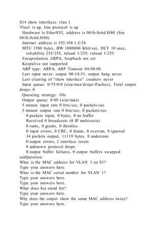 Lab view the switch mac address table lab - view the switch | DOCX