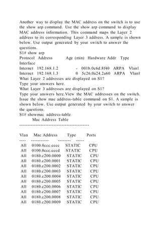 Lab view the switch mac address table lab - view the switch | DOCX
