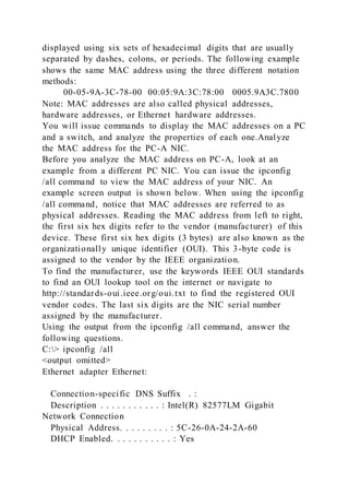 Lab view the switch mac address table lab - view the switch | DOCX