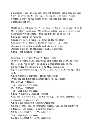 Lab view the switch mac address table lab - view the switch | PDF