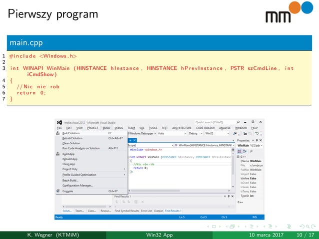 Pierwsza Aplikacja Windows | PPT
