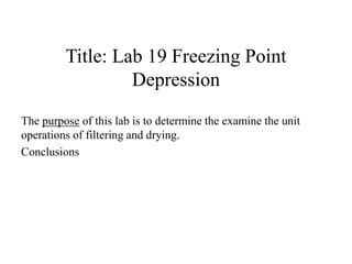 Lab 19 Freezing Point Depression | PPTX