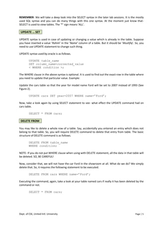 RDBMS Lab02 creating tables (UIU) | PDF