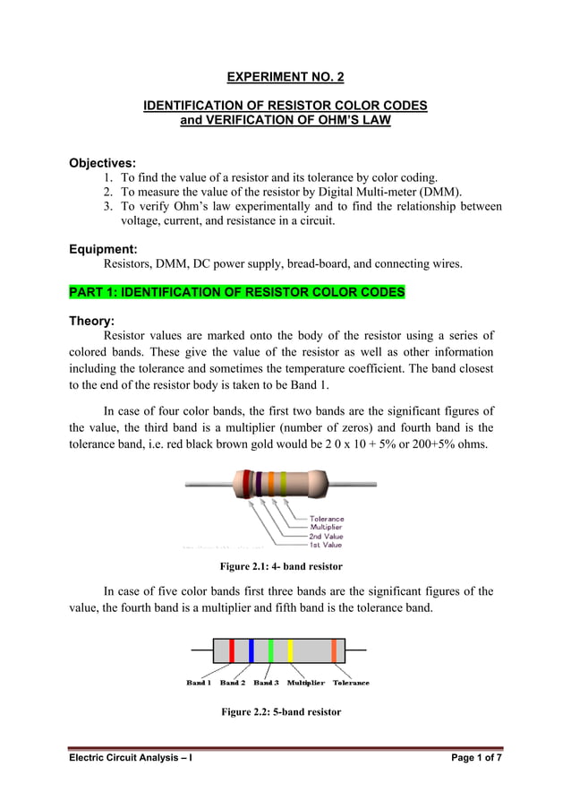 Lab 02 Resistor color coding and ohms law | PDF | Computer Networking ...