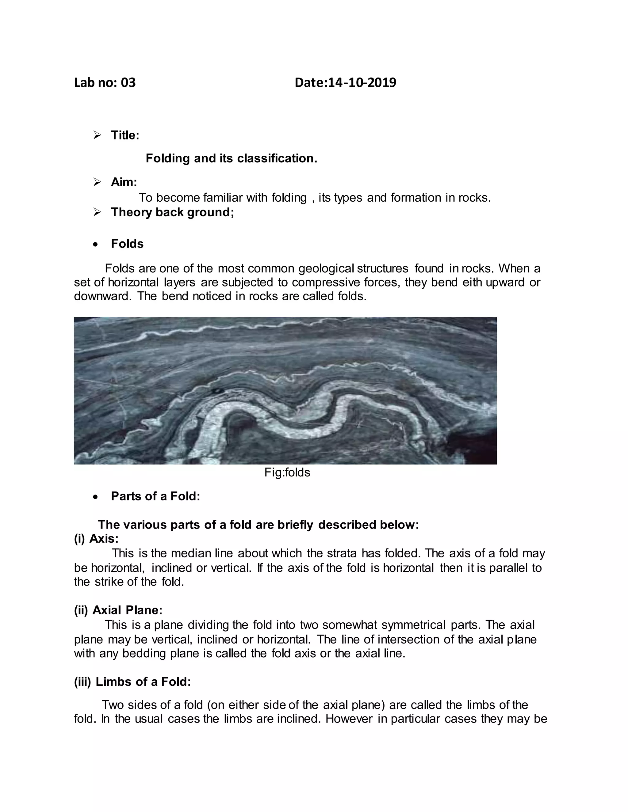 Fold and its classification | DOCX