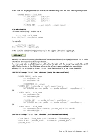 RDBMS Lab03 applying constraints (UIU) | PDF