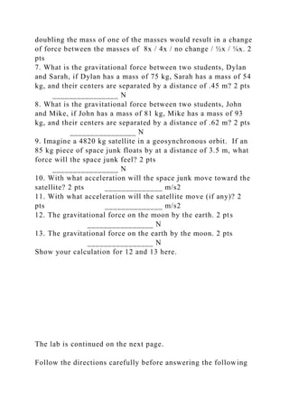 Lab 05 – Gravitation and Keplers Laws Name __________________.docx
