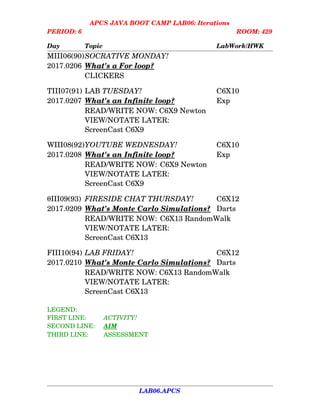 Lab06: Iterations Java Boot Camp! | PDF