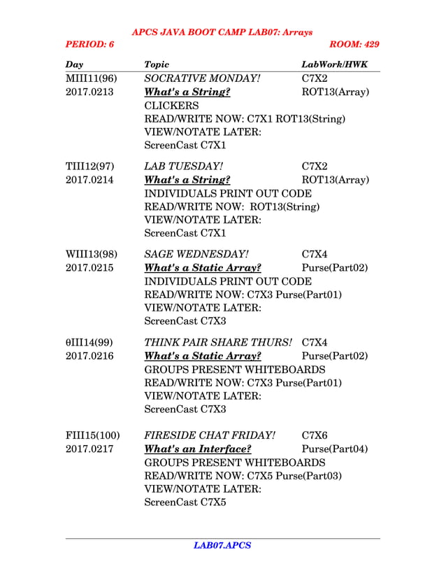 LAB07 ARRAYS JAVA BOOT CAMP! | PDF