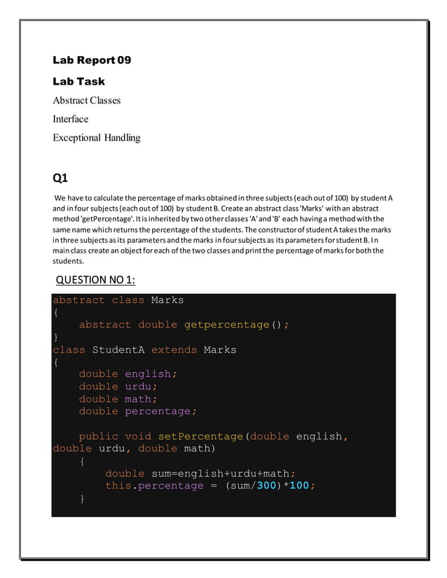 Abstract Classes Interface Exceptional Handling Java | PDF