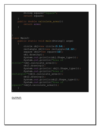 Abstract Classes Interface Exceptional Handling Java | DOCX