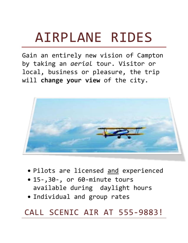 Lab1 1 airplanes rides flyer | DOCX