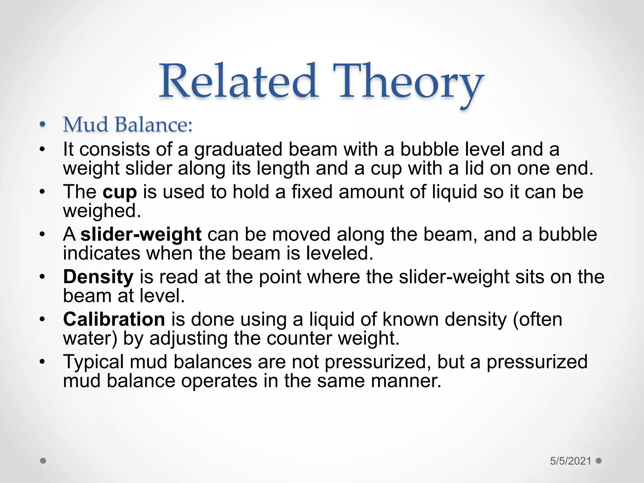Lab 1 measurement of density of drilling mud samples using mud balance ...