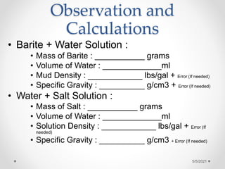 Lab 1 measurement of density of drilling mud samples using mud balance ...