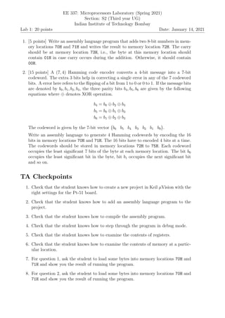 EE 337 Lab 1 for Section 2 (3rd year UG) | PDF