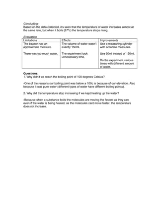 Lab 1 temp. of water | DOC
