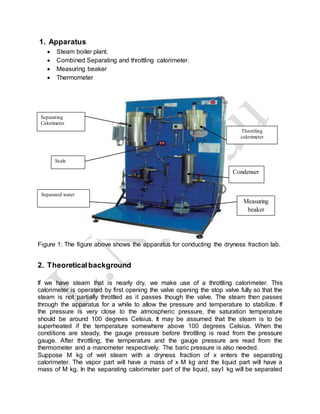 Lab 1 the dryness fraction of the steam(mech) | DOCX