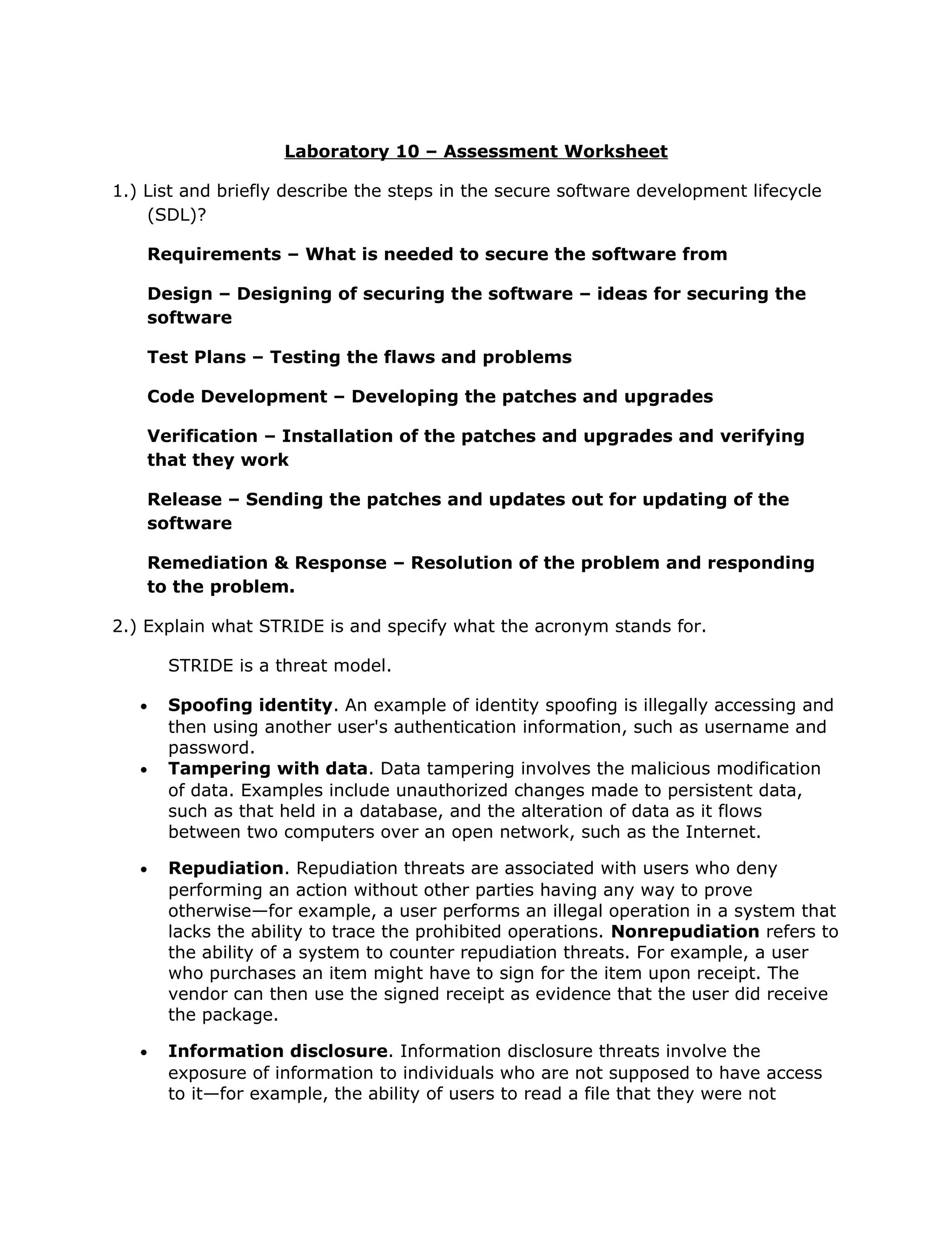 Lab 10 | DOC | Computer Software and Applications | Computing