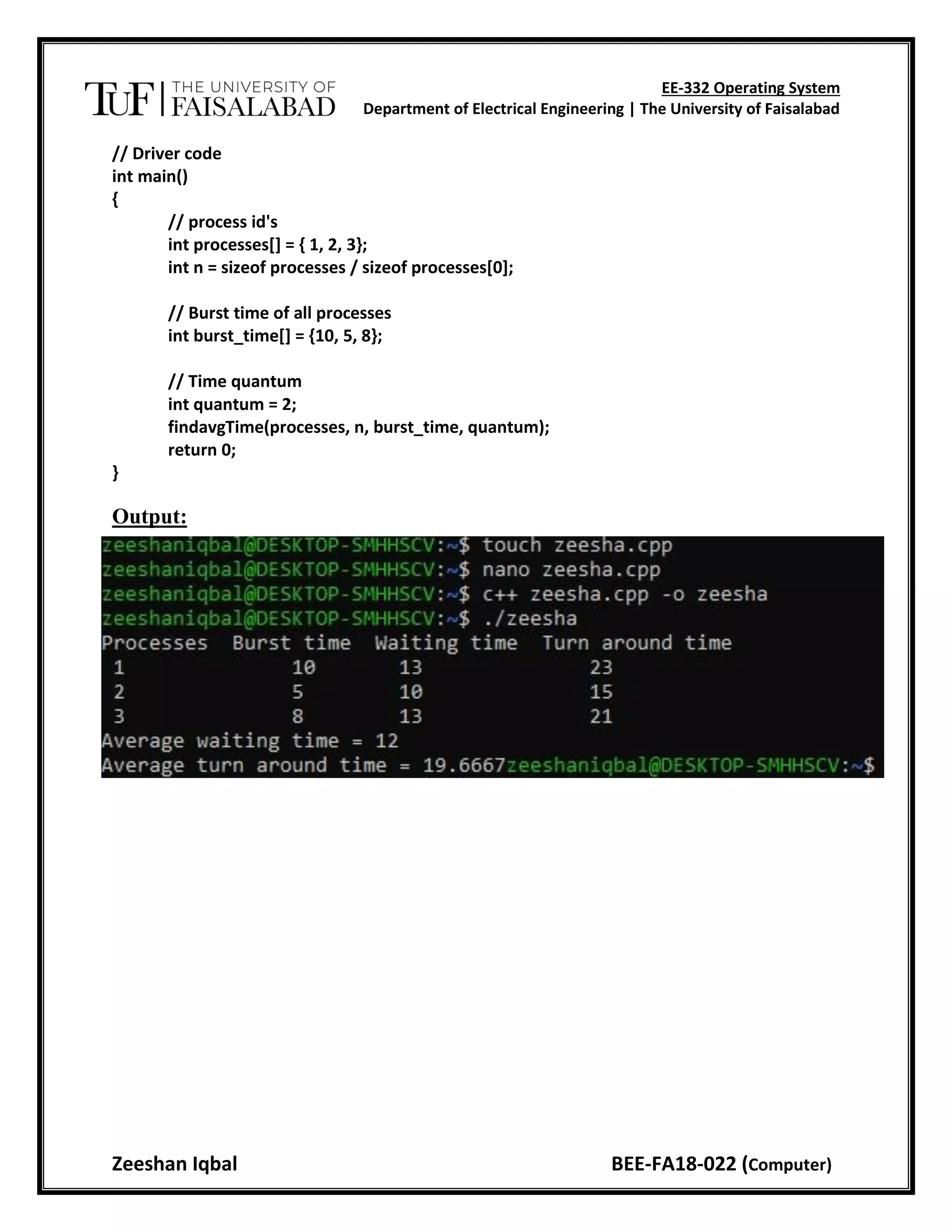 Round Robin Algorithm in Operating System | PDF | Physics | Science