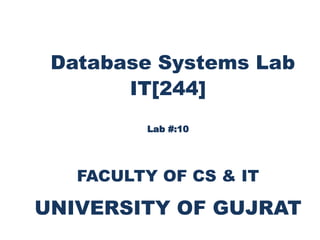 SQL lab number 10 in database system ppt | PPT
