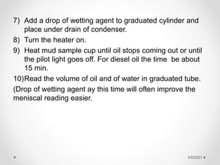 Lab 10 measurement of the oil, water and solid contents of drilling mud ...