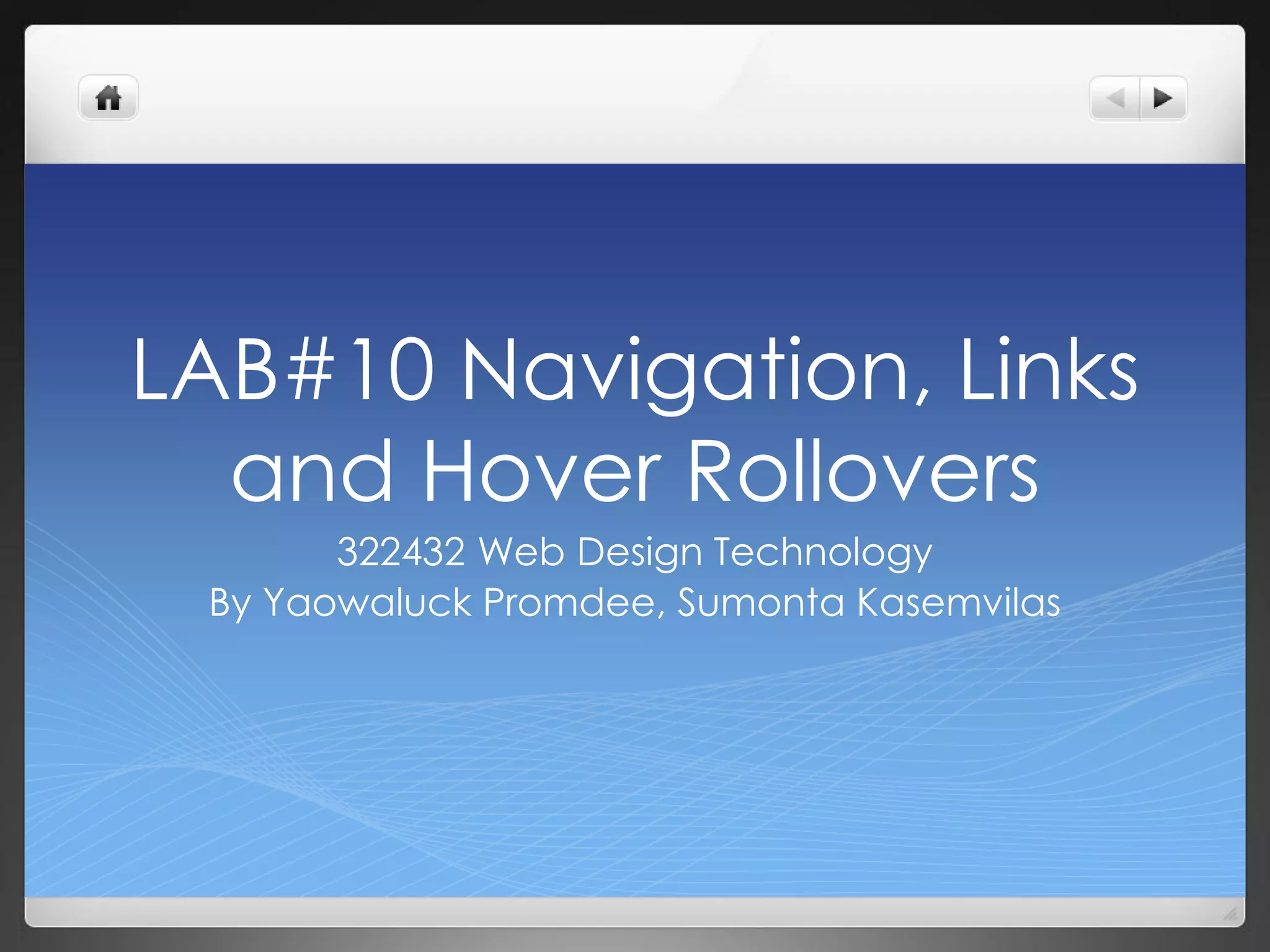 Lab#10 navigation, links and hover rollovers | PDF