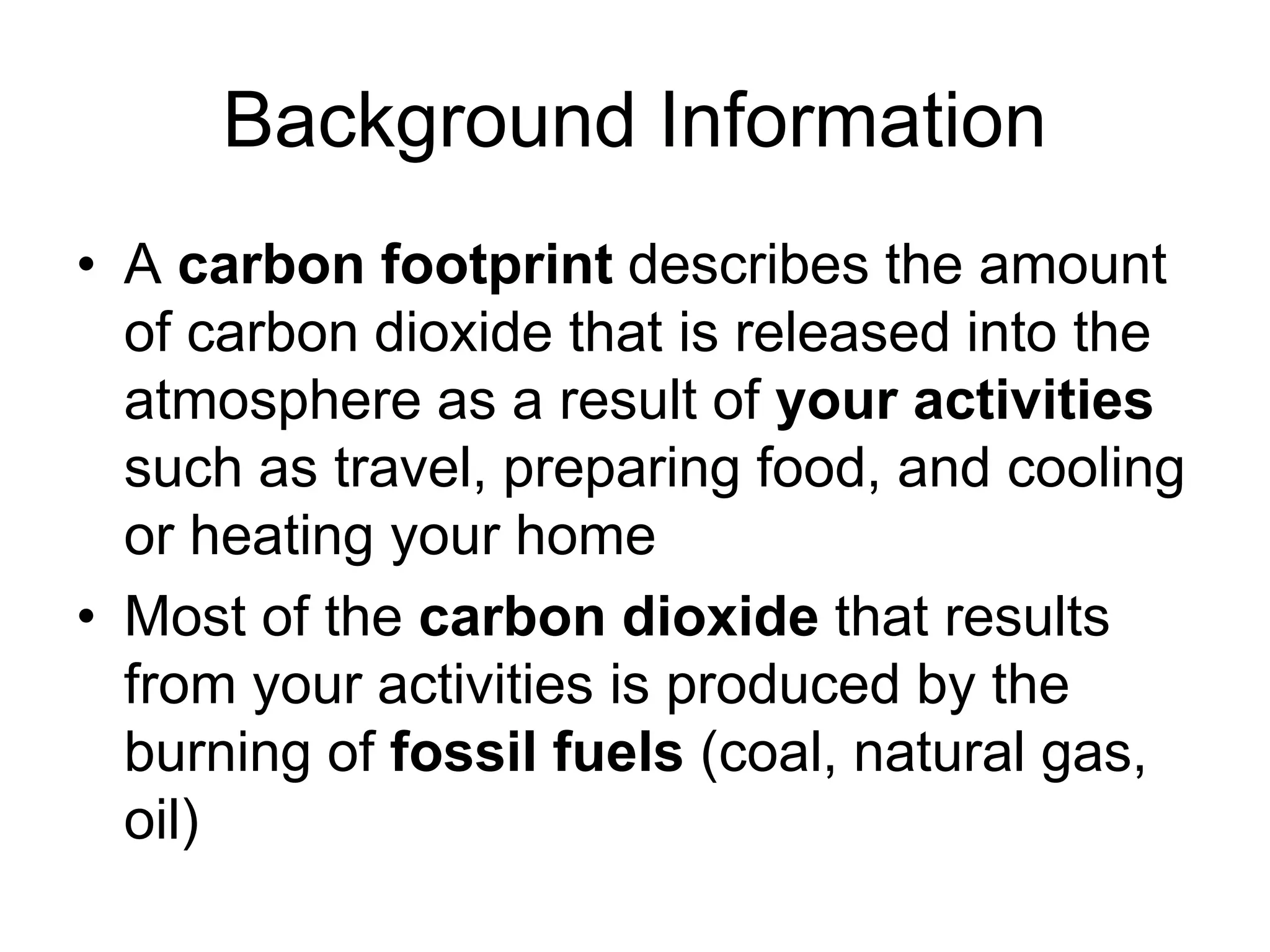 Lab 11 carbon footprint calculation fall 2014 | PPTX