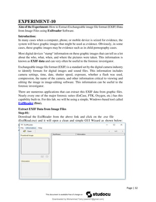 Digital Forensics Lab Experiment No 12 EXIF Data | PDF