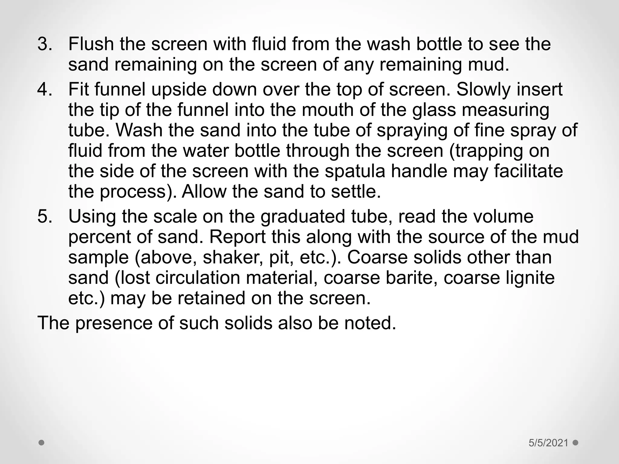 Lab 12 measurement of sand contents present in drilling, mud by using ...