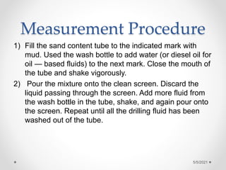 Lab 12 measurement of sand contents present in drilling, mud by using ...