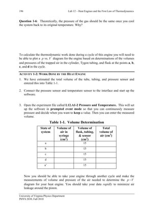 Lab 12 heat engines and 1st law | PDF