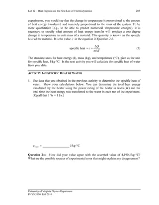 Lab 12 heat engines and 1st law | PDF