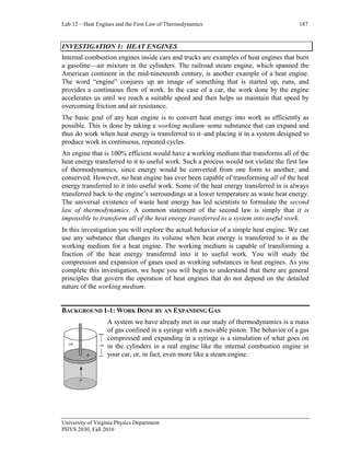 Lab 12 heat engines and 1st law | PDF
